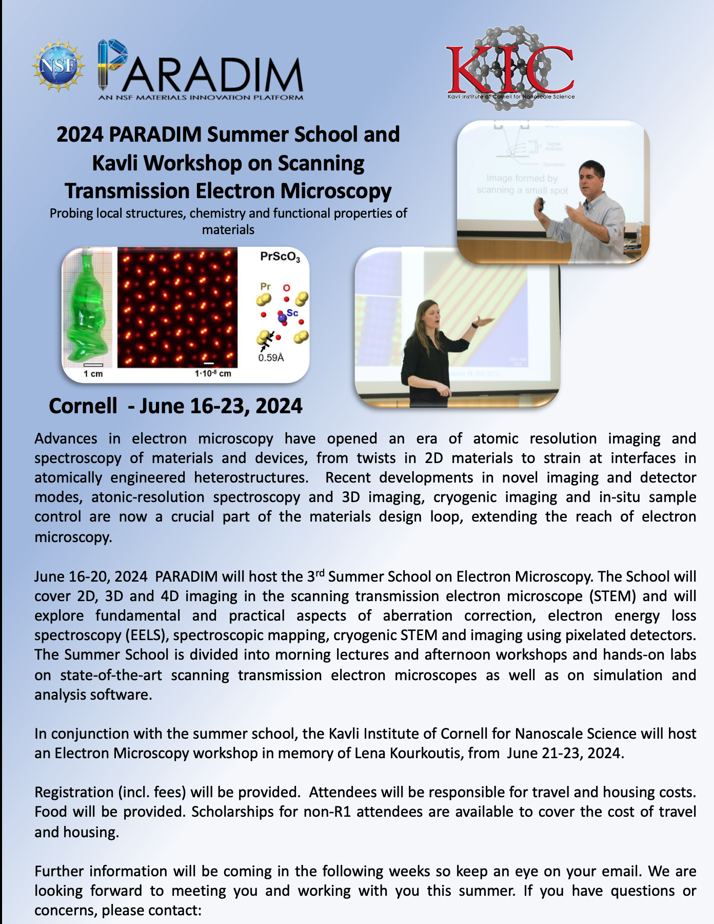 2024 PARADIM Summer School and Kavli Workshop on Scanning Transmission Electron Microscopy | PARADIM